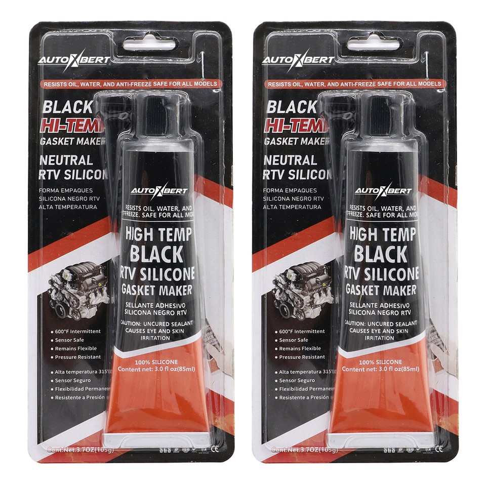 2X 3.7oz RTV Silicone Instant Gasket Maker Black High Temperature ...