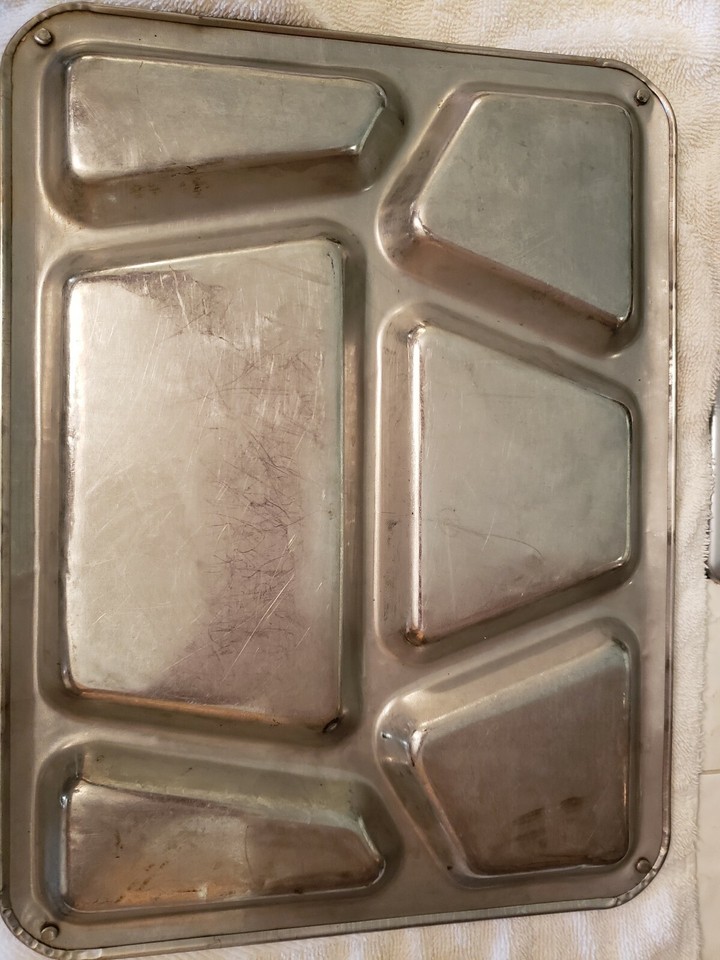 6 VTG USN Military Mess Hall Cafeteria Trays Stainless Steel Metal B1 ...