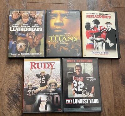 Lot Of 5 DVDs Movies: FOOTBALL THEMED MOVIES LEATHERHEADS RUDY THE ...