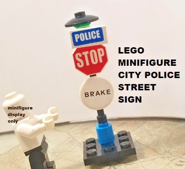LEGO Minifigure City Police Stop Street Sign Batman Marvel Friends Town ...