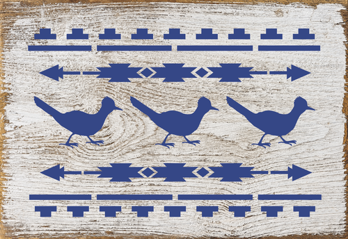 Stencil Joanie Roadrunner Tapestry Border Southwest Art Western Desert ...