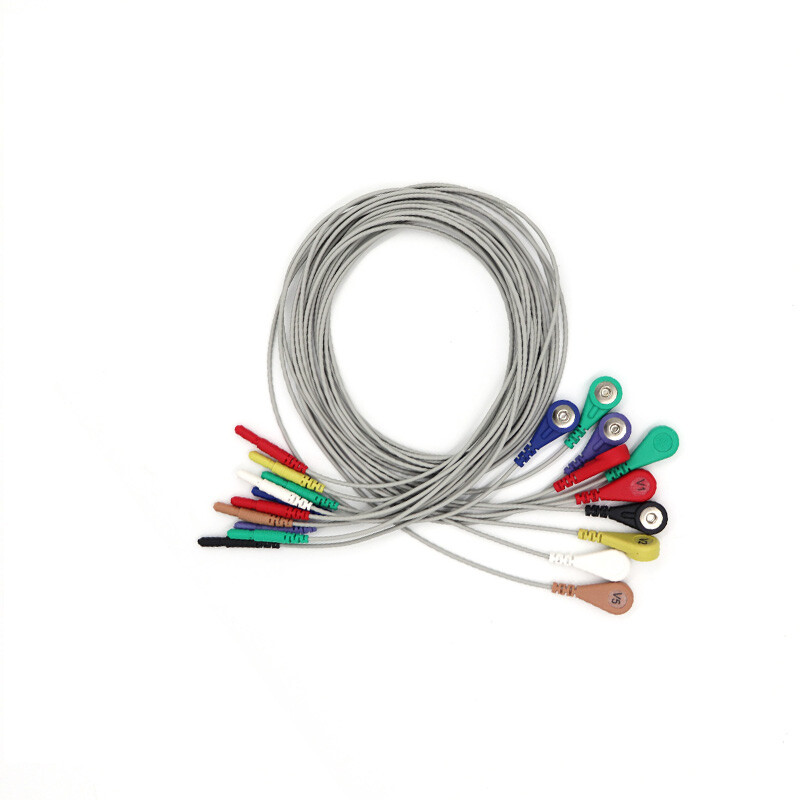 ECG Holter Cable 10-lead EKG Snap wire for Universal DIN 1.5mm Monitor ...
