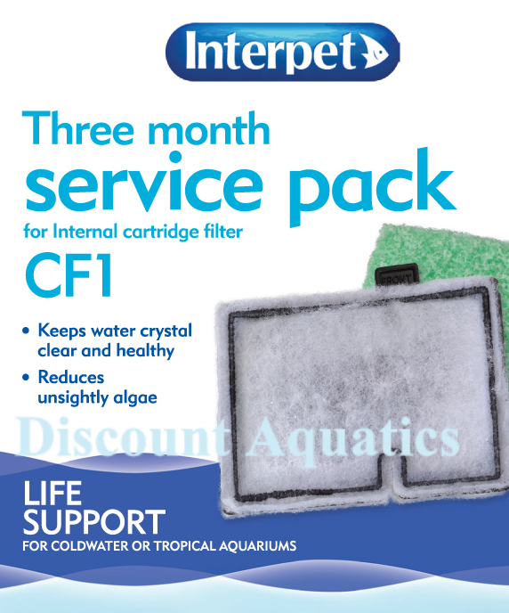 INTERPET CARTRIDGE FILTER SERVICE PACK CF1 CF2 CF3 MEDIA KIT FISH TANK ...