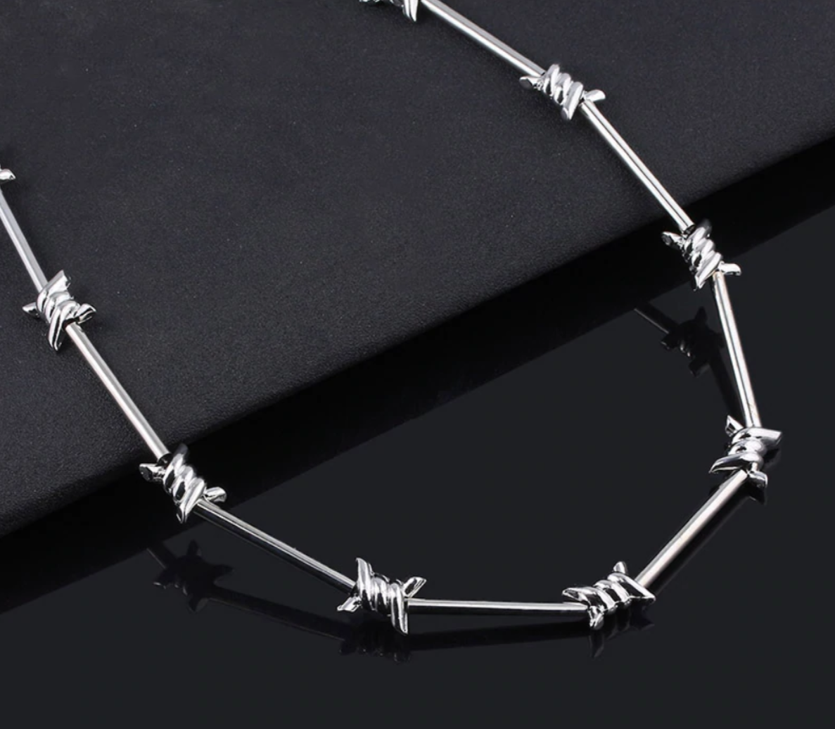 Punk Rock Emo Goth Silver Barbed Wire Chain Necklace or Pant Chain - 29 ...