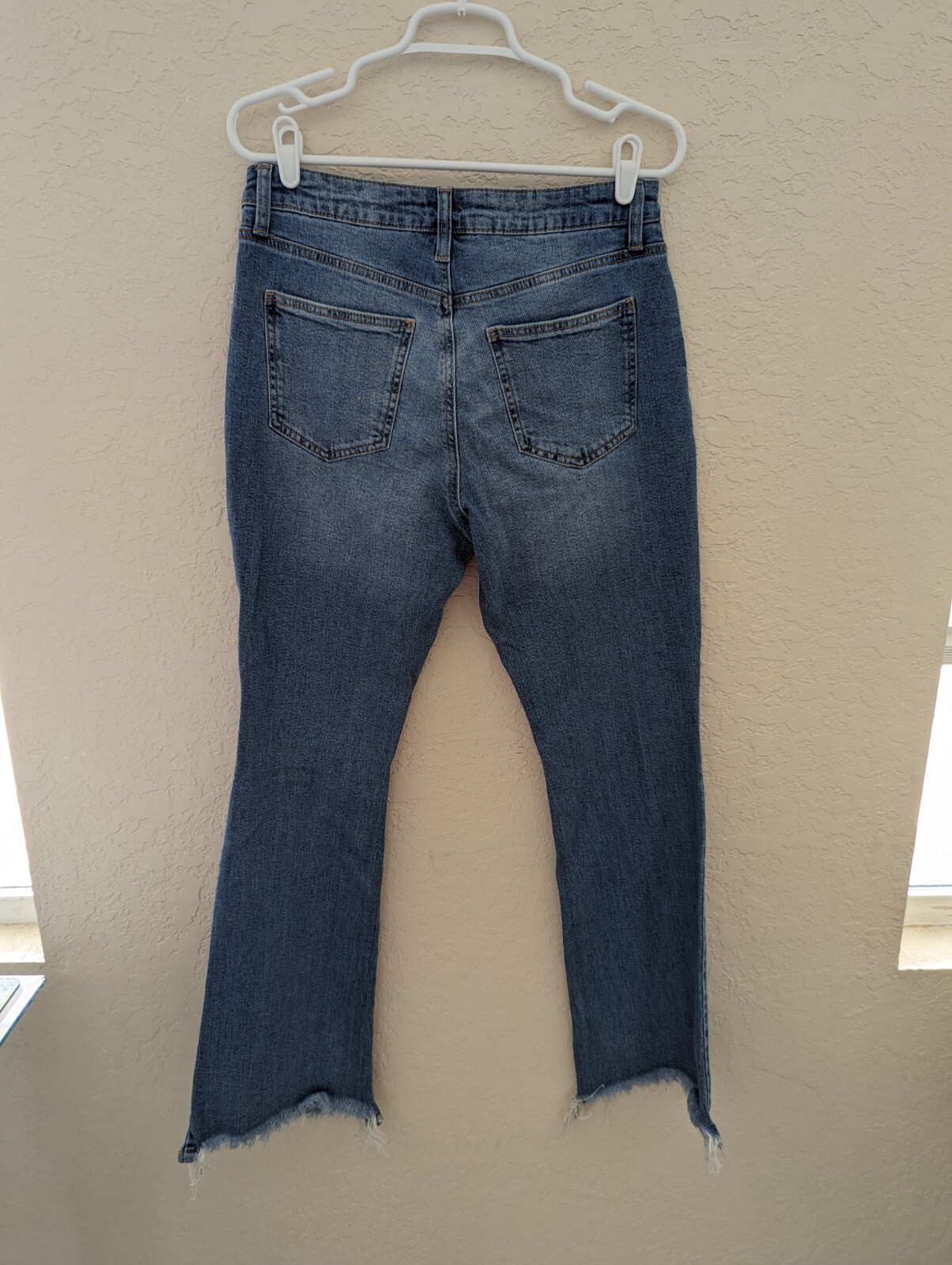 No Boundaries Flared High Rise Jeans Raw Hem Distress… - Gem