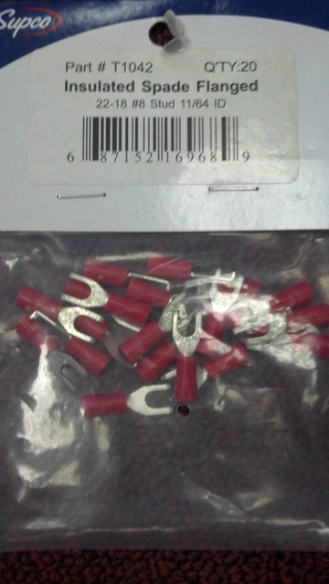 SUPCO T1042 Insulated Flange Spade Terminal Connector for 22-18 Wire #8 ...