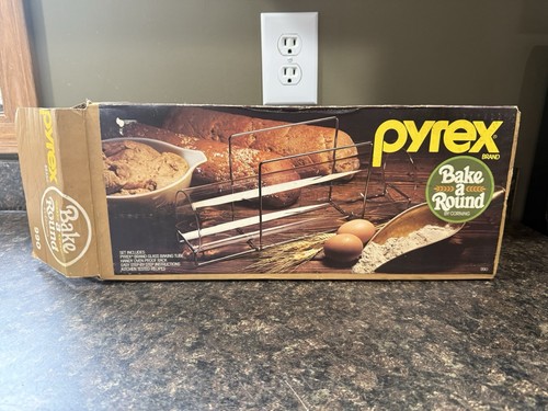 🇺🇸 RARE VTG Pyrex Bake A Round 14” Glass Bread Baking Tube Rack in Box ...