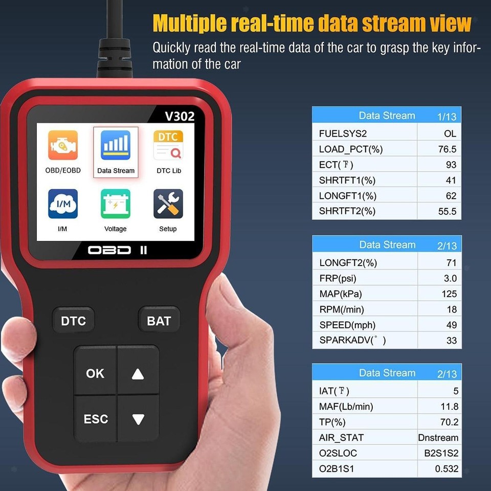 OBD2 Scanner Accurate Portable Real Time Data Battery Tester | eBay ...