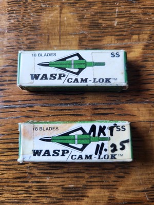 VINTAGE WASP CAM-LOK REPLACEMENT BROADHEADS 2 Packages of 18 BLades ...