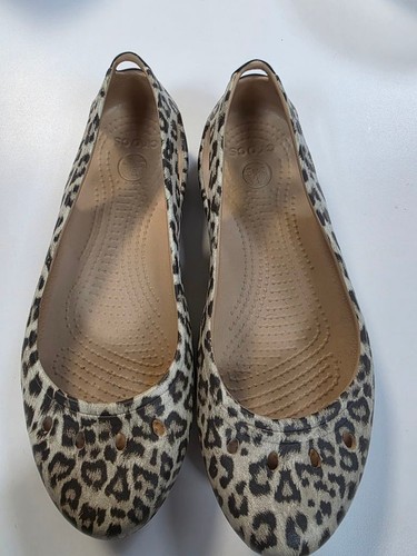 Women's Crocs Leopard Print Flats Size 7 Beige Brown | eBay