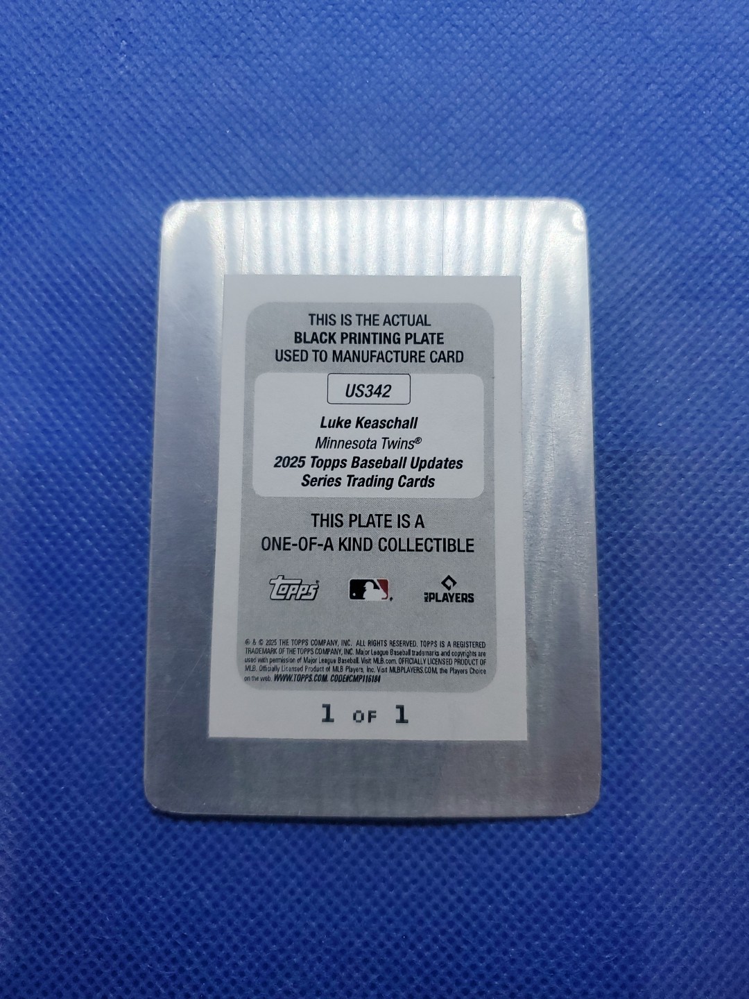 2025 Topps Baseball Update Luke Keaschall 1/1 Black Printing Plate # ...