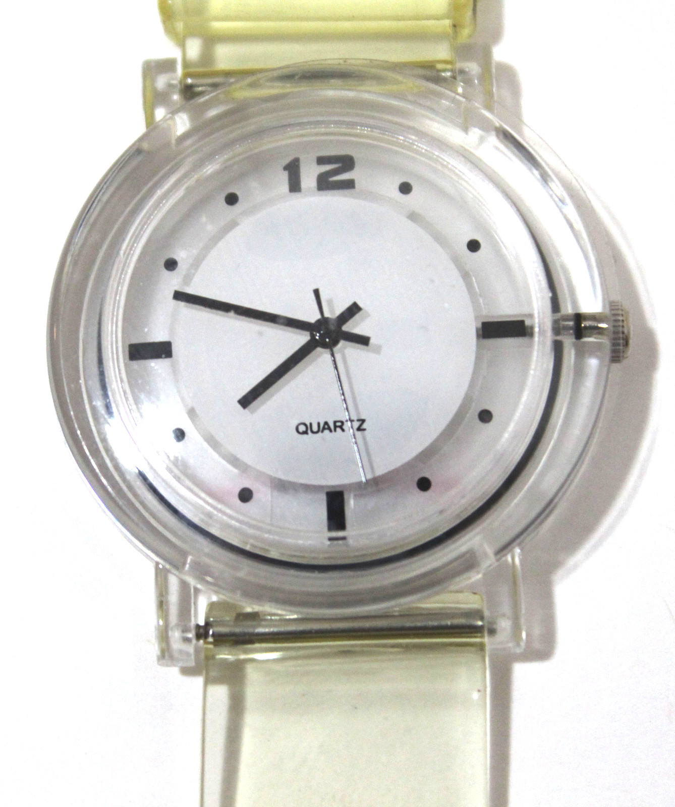 Clear White Yellow Black Plastic Analog Quartz Watch NEW Unisex ...