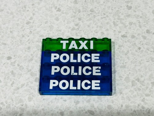 ⭐️ Vintage LEGO Translucent 3x Blue POLICE 3067 + Green TAXI PRINTED ...
