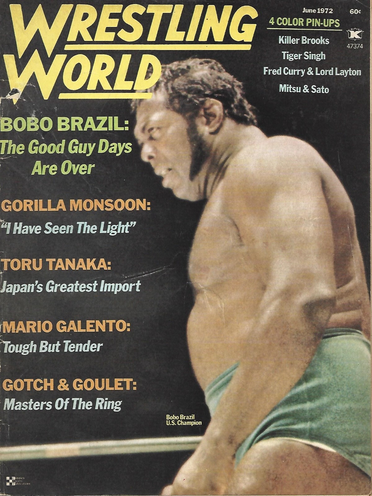 JUNE 1972 WRESTLING WORLD MAGAZINE BOBO BRAZIL GORILLA MONSOON TANAKA ...