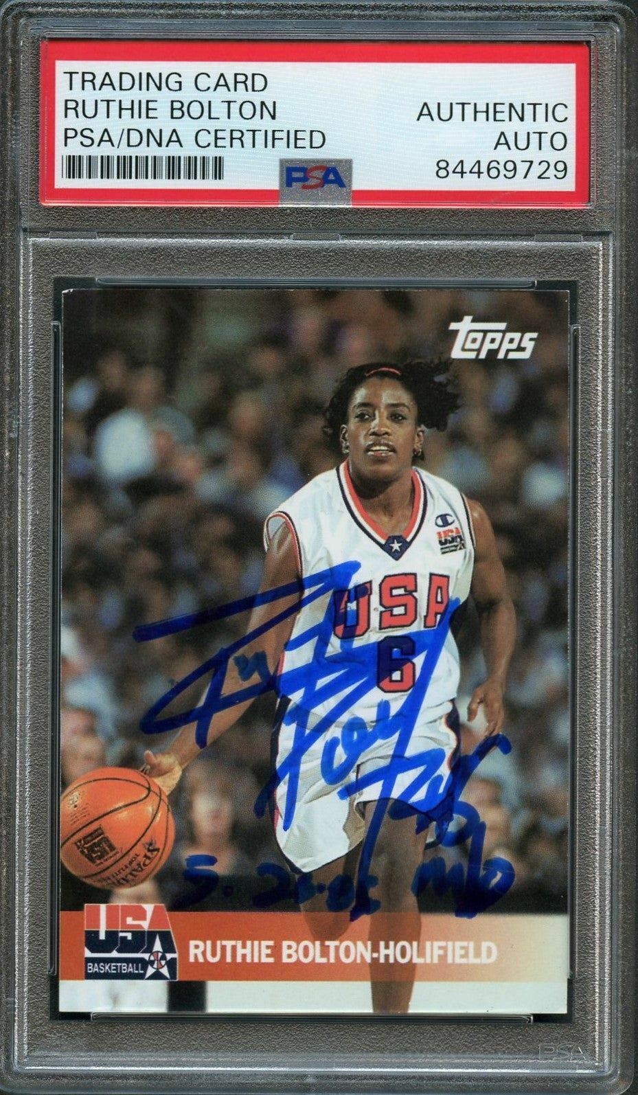 2000 Topps Team USA #36 Ruthie Bolton-Holifield Signed Card AUTO PSA ...