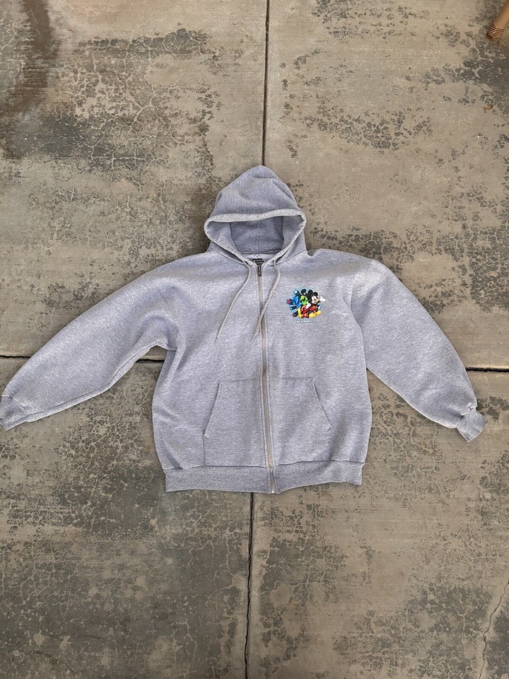 2012 Mens Hoodie Walt Disney World Gray Sweatshirt Zip UP | eBay