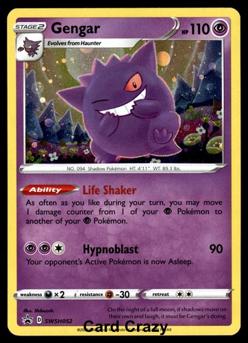 Gengar SWSH052 - Black Star Promo - Holo Pokemon Card - Light Play (LP ...