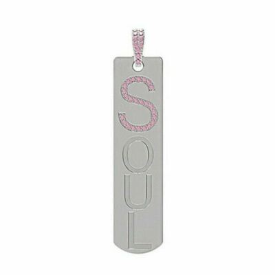 925 Sterling Silver Natural Ruby Soul Word Initial Tag Pendant Fashion ...