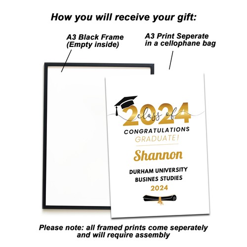 Graduation Gift Graduation A3 Framed Print Personalised Graduation Gift ...