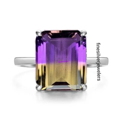 Big Ametrine Doublet Quartz Engagement Ring, 925 Sterling Silver Ring ...