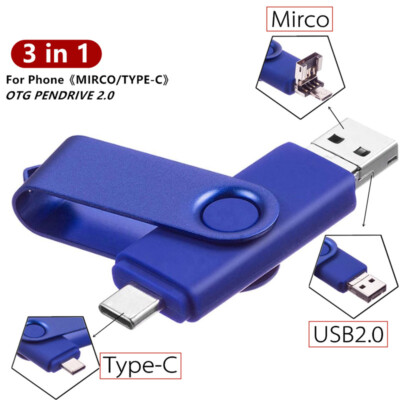 1TB 2T 64GB USB 3 in 1 Typ C Stick USB-C Mirco USB OTG Flash Drive ...
