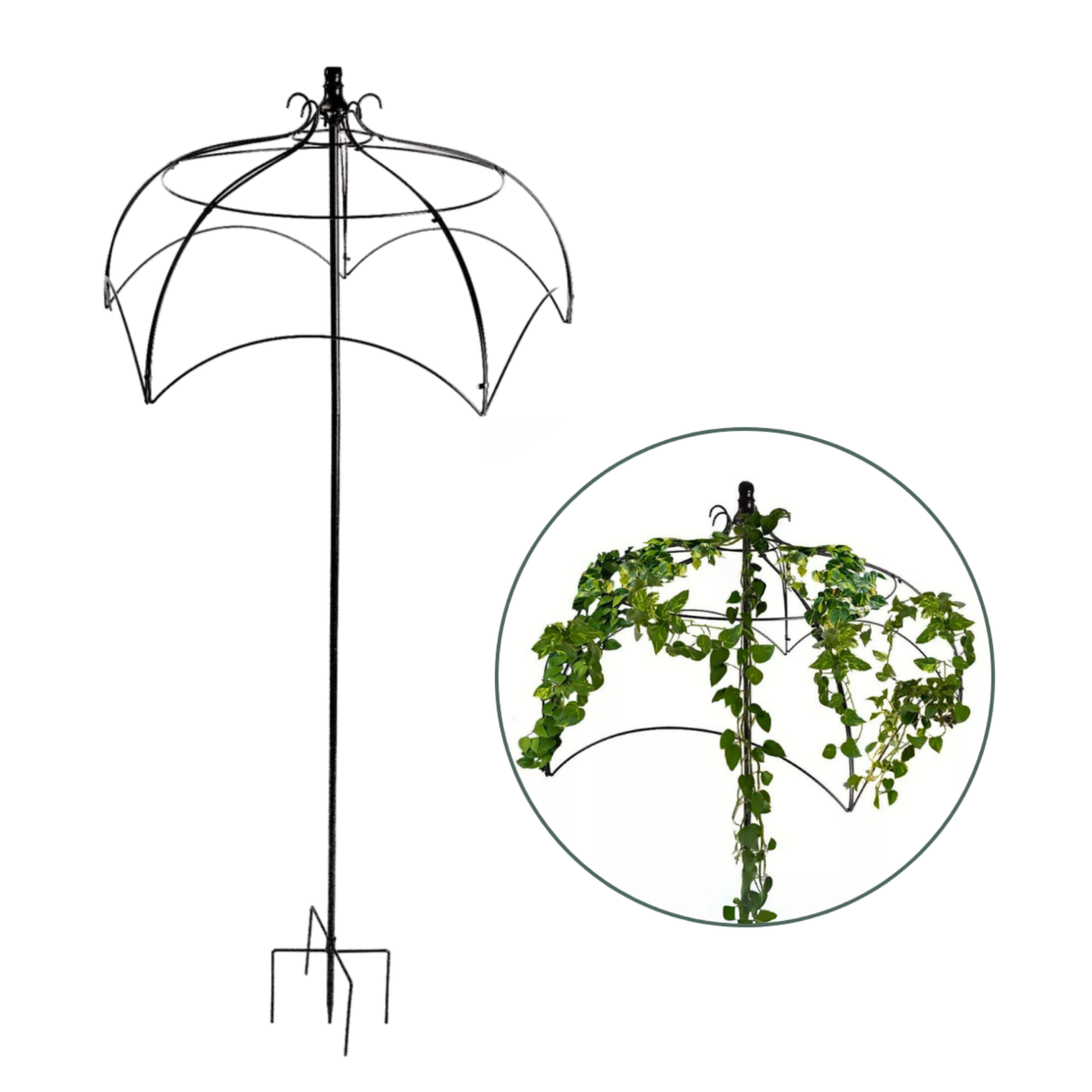 Metal Umbrella Plant Support Outdoor Rose Arch Climber Trellis Flower ...