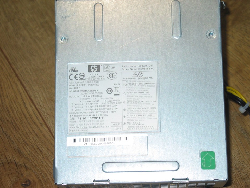 HP SFF Power Supply 611482-001 613763-001 503376-001 508152-0 240W HP ...