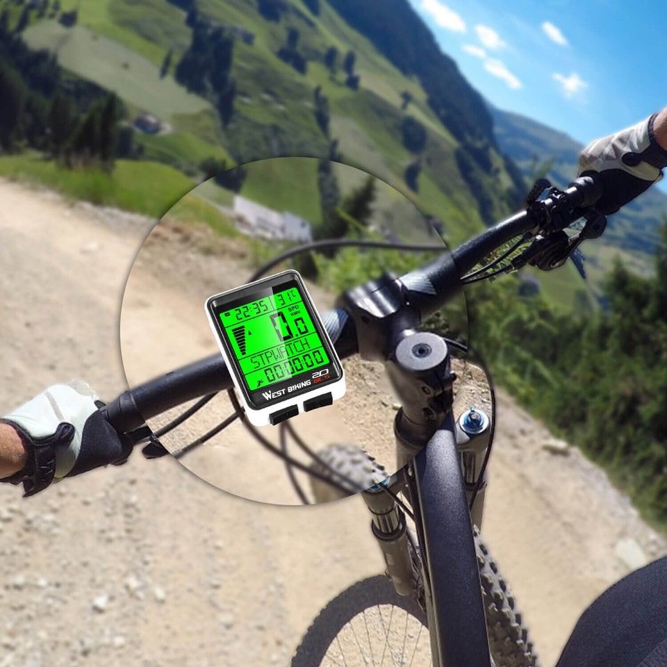 WEST BIKING Wireless Bike Computer Waterproof LCD Bicycle Speedometer ...