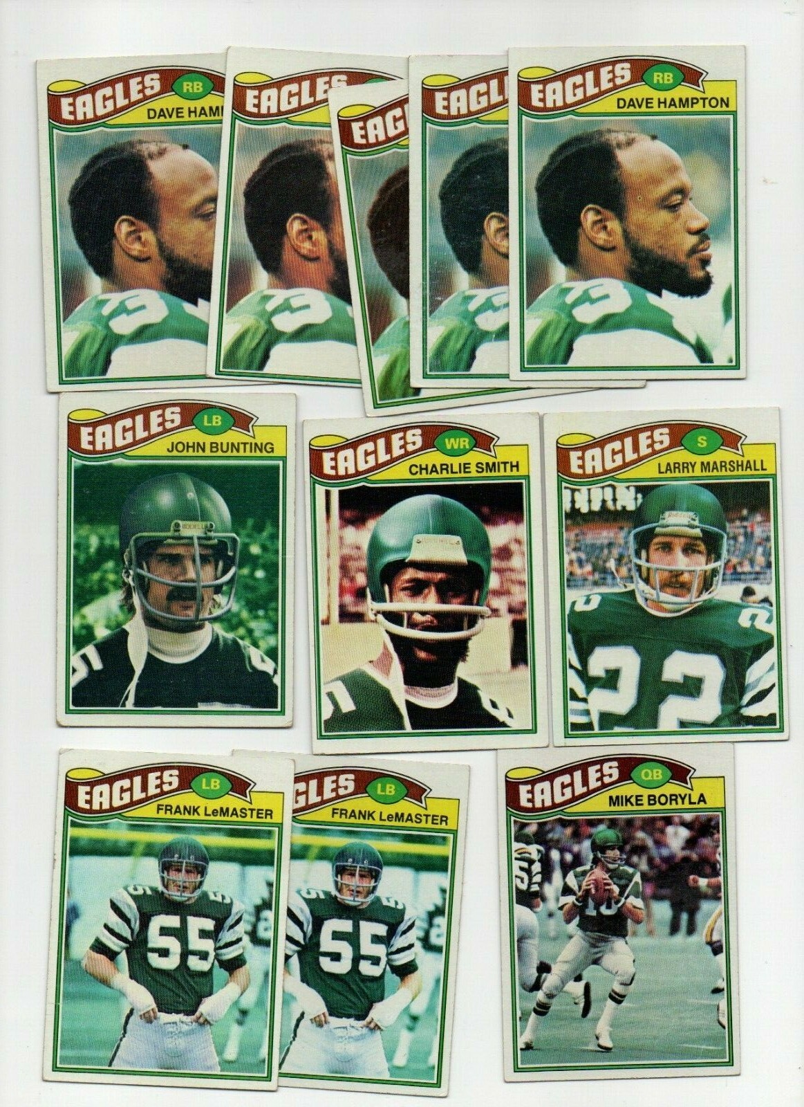 PHILADELPHIA EAGLES DAVE HAMPTON MIKE BORYLA 1977 TOPPS 11X VINTAGE VG ...
