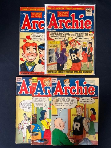 Archie - 5-issue Comic Lot, #70,74,82,87,&88 (#74 detached cover ...
