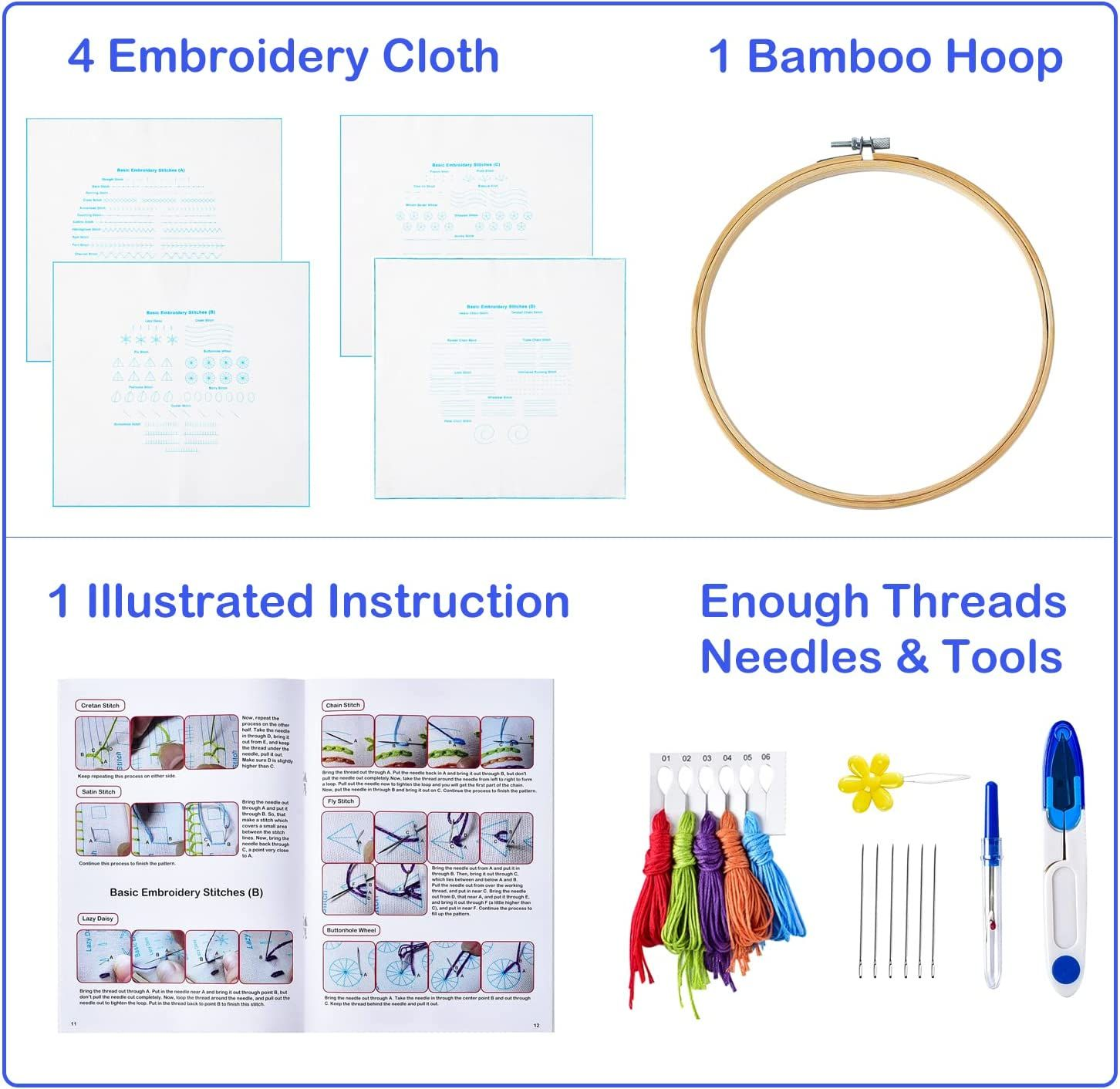 DPSKLTD Beginners Embroidery Stitch Practice Kit, 4 Pack Multi-1 | eBay