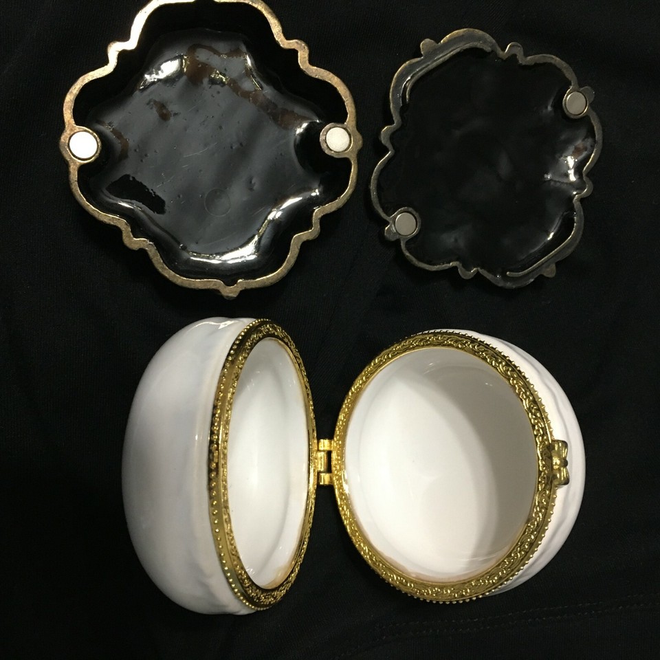 Trinket Jewelry Ring Boxes Lot of 2 Porcelain "BLESSED" & Enamel w ...