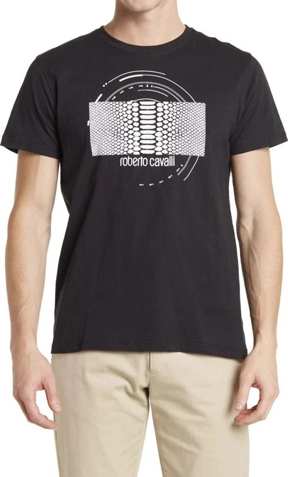 NWT Roberto Cavalli Men’s Short Sleeve Graphic Logo T-Shirt Slim FIT ...