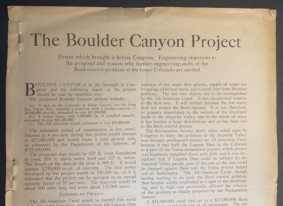 THE BOULDER DAM PROJECT 1928 Electrical World Editorial - Hoover Dam ...