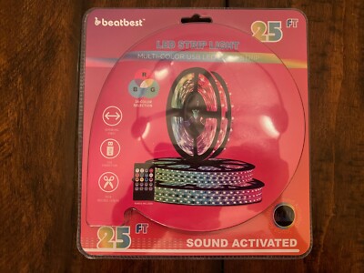 BEATBEST Beat Best LED LIGHT USB Strip Multicolor 25' Sound Activated ...