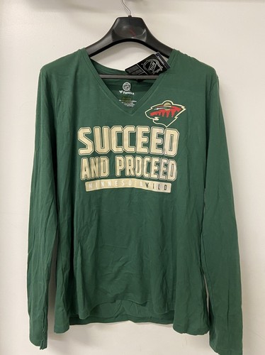 New WOMENS L Minnesota Wild logo V-Neck Long-Sleeve T-Shirt Succeed and ...