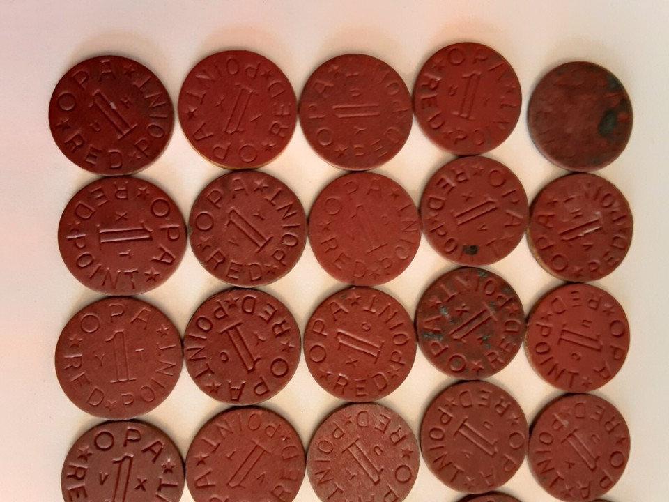 Vintage WWII OPA Red Point Food Ration Tokens Full Set Minus MV (3) | eBay