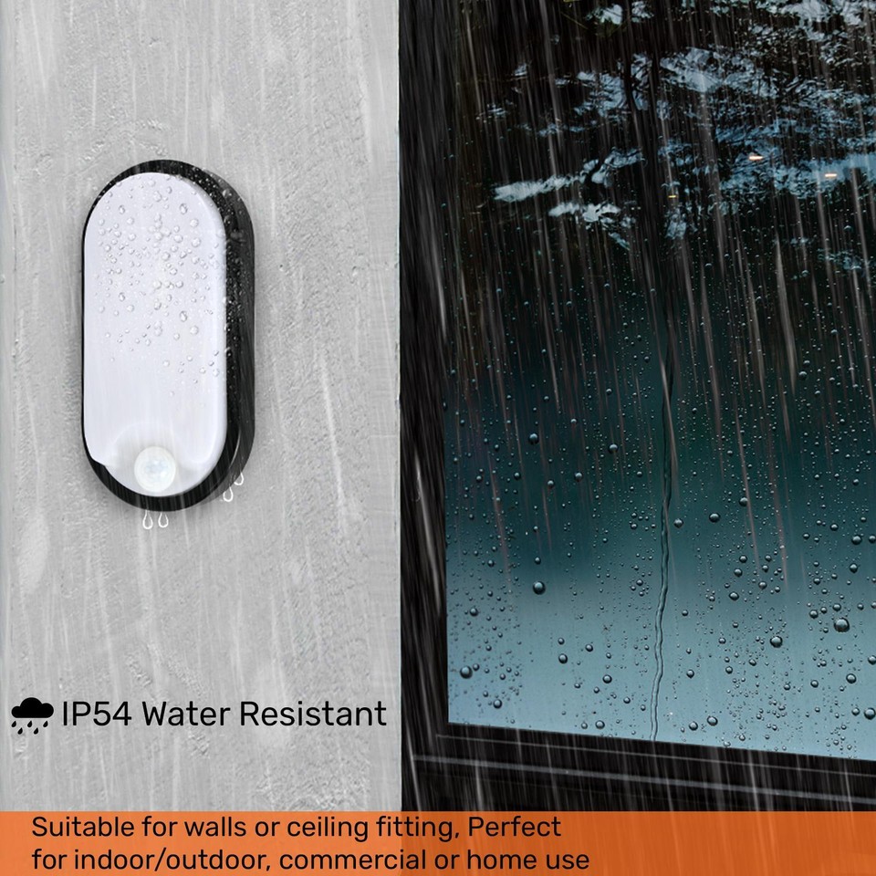 LED Modern Outdoor Security PIR Sensor 8W Oval Bulkhead Wall IP54 ...
