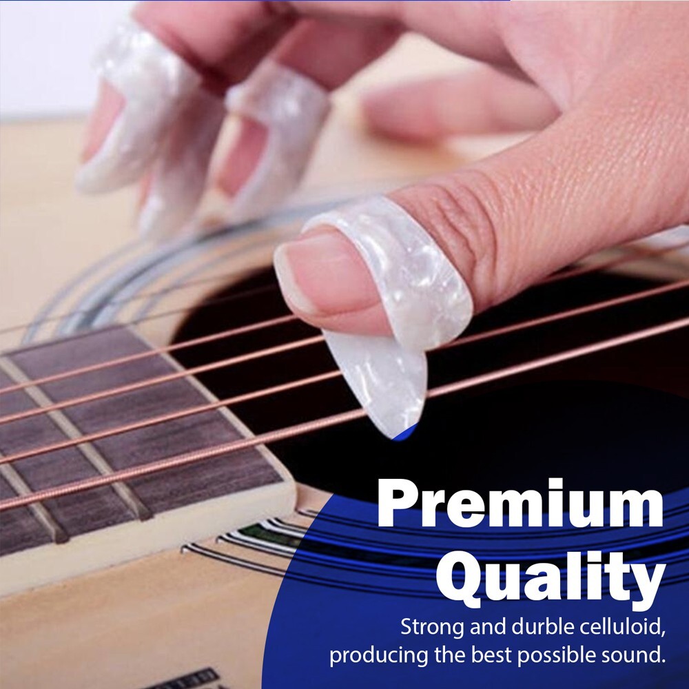 Finger and Thumb Guitar Pick Plectrum Set Ukulele Banjo 3x Finger 1x ...