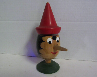 Vintage Pinocchio Hand Painted Carved Wood Head Nutcracker Italy ...