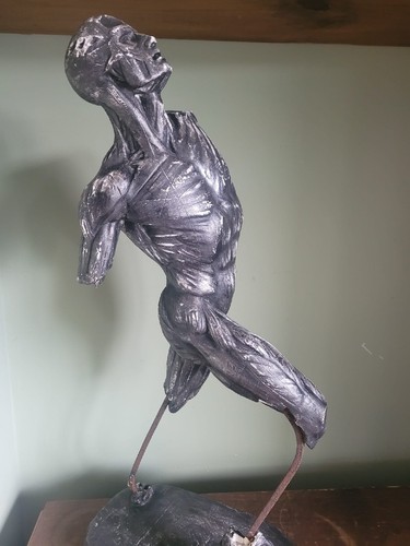 Antique Sculpture Statue Art Ecorche Flayed Man Skull Plaster Model ...