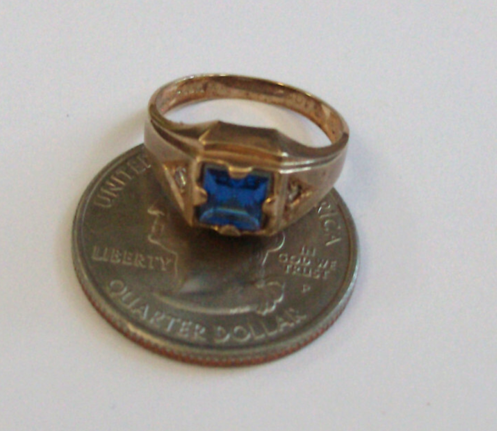 Vintage 10k Vari Gem Gold Ring w Blue Gemstone Size 5 3/4 - 2+ Grams | eBay