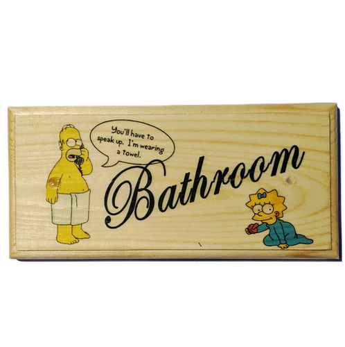Bathroom Door Sign, Simpsons Toilet Room Plaque Gift Wooden Home House ...