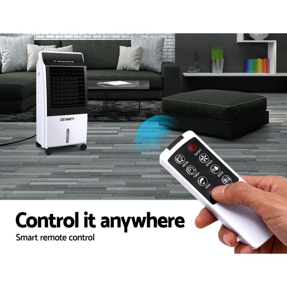 Devanti Evaporative Air Cooler Portable Fan Cooling Remote Control LED ...