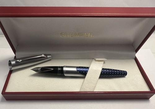 Sheaffer Intrigue Fountain Pen - Fine - Satin Chrome & Whale Shark Blue Pattern | eBay