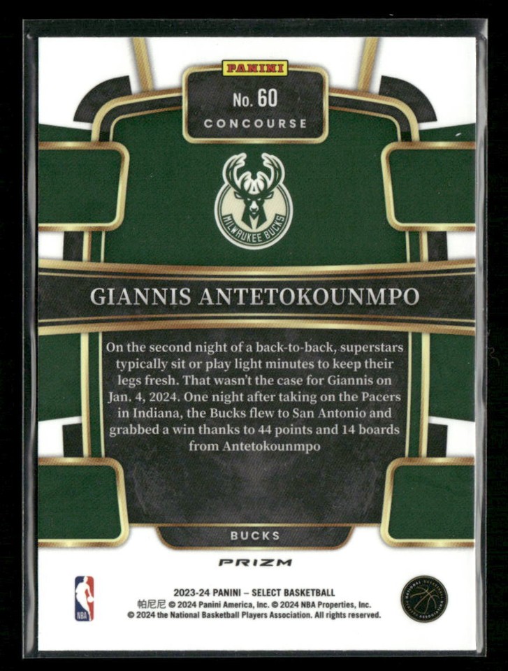 2023-24 Panini Select #60 Giannis Antetokounmpo Tectonic Prizms | eBay
