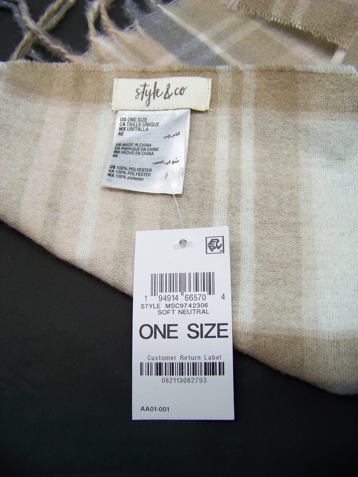 Style & Co Scarf - Soft, Muted Colors - Beige, Gray, Pink | eBay
