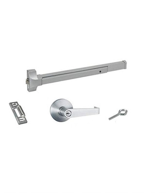 Controls Push Bar Panic Exit Device Aluminum, with Exterior Lever Trim ...