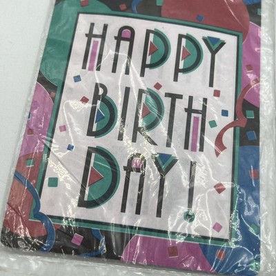 Vintage 1990s Art Deco Happy Birthday Hanging Banner Pink Teal Pop Art ...
