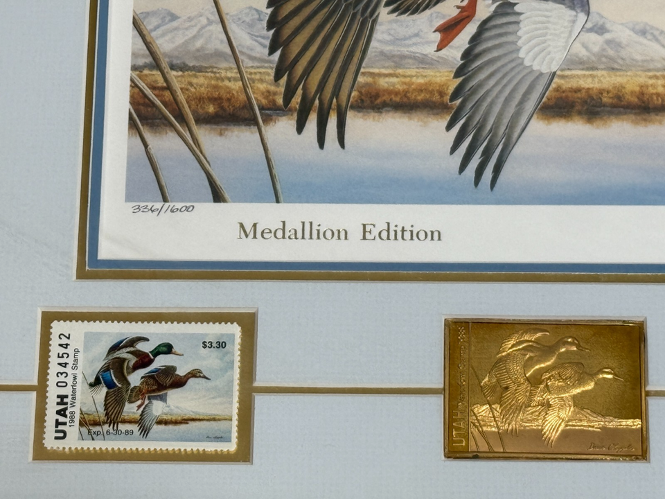 Mallards, Utah Duck Stamp Print, D. Chapple, Medallion edition (1988 ...